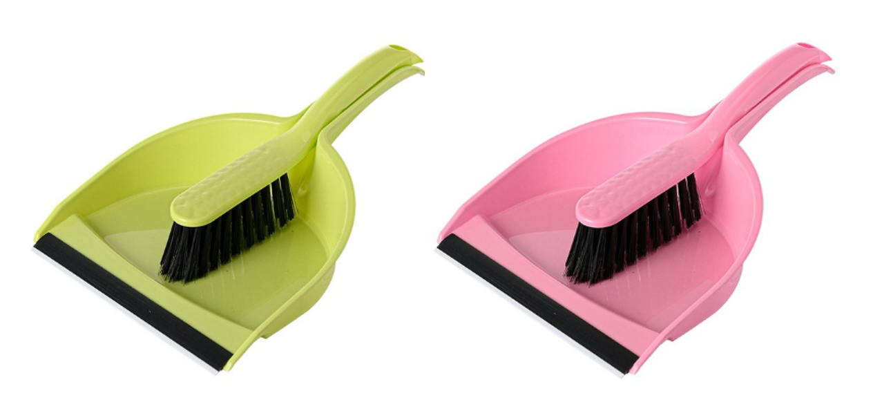 Plastic Dustpan and Brush 30 x 21 cm Assorted Colours 7107 (Parcel Rat ...